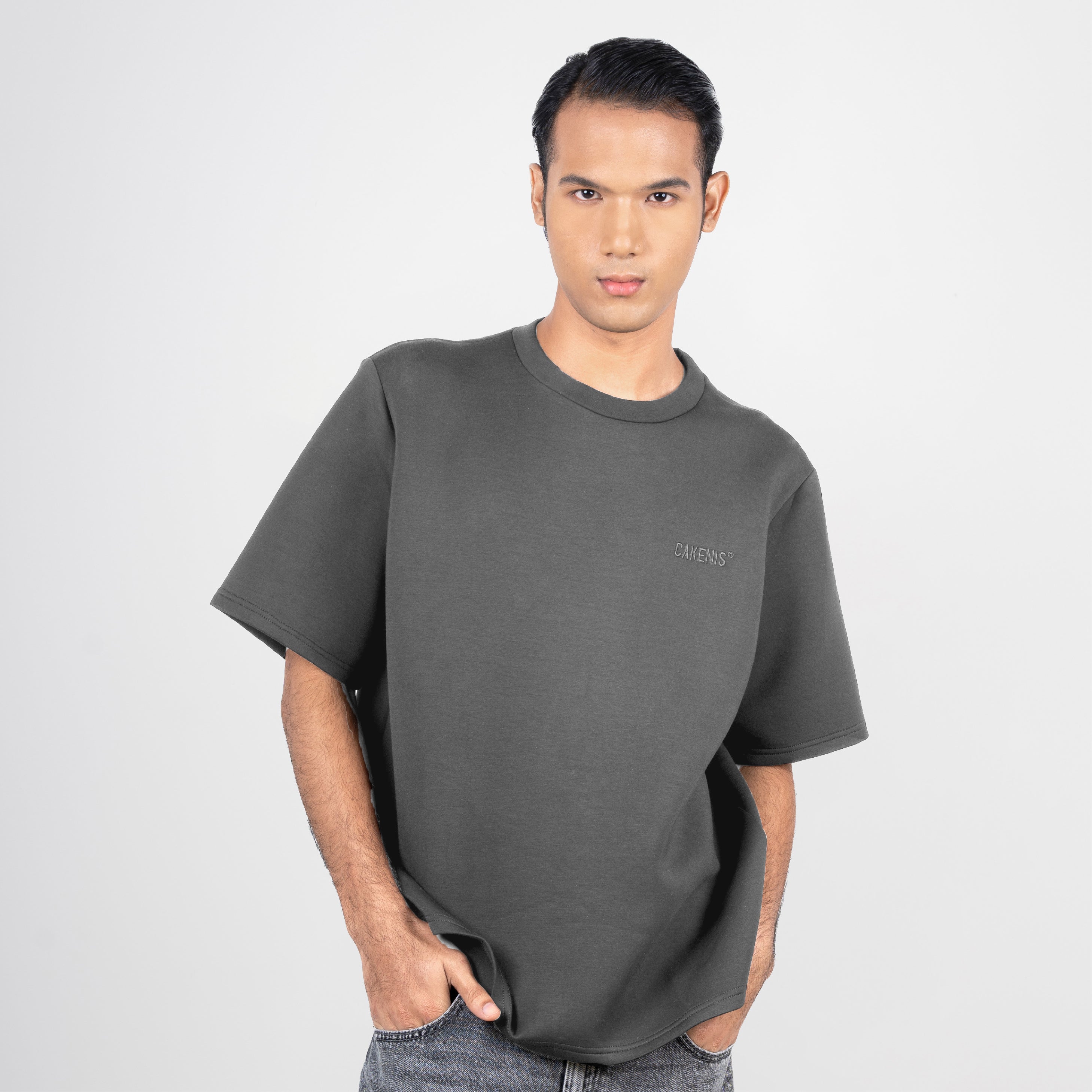 CAKENIS MEN BASIC TEE IN GREY – Cakenis